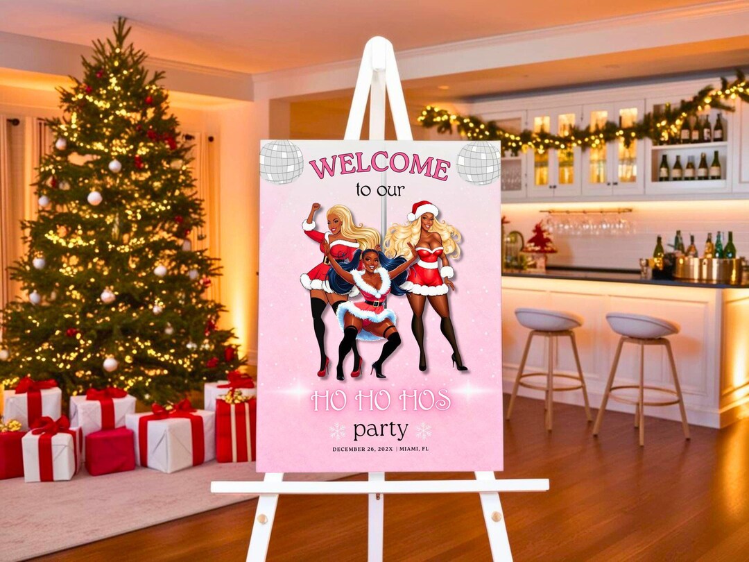 Friendsmas Party Welcome Sign- Funny Christmas Welcome Board, Adult Ho ...