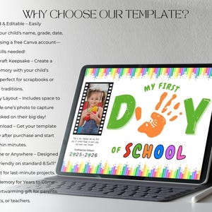 Editable First Day of School Handprint With Photo- Printable Preschool ...