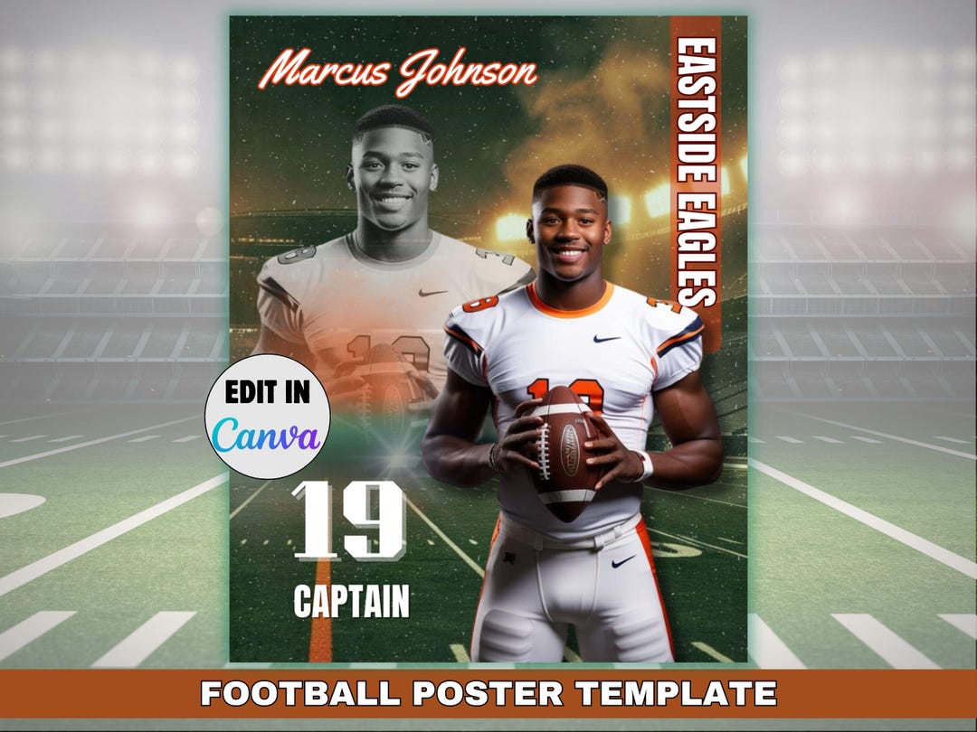 Football Poster Canva Template- Editable Senior Night Memory Mate ...