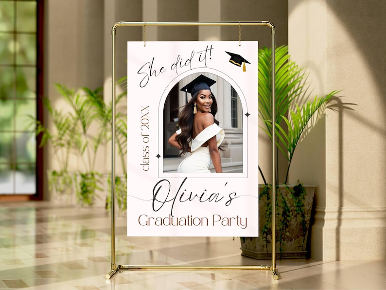 Graduation Party Welcome Sign With Photo, Editable Canva Template ...