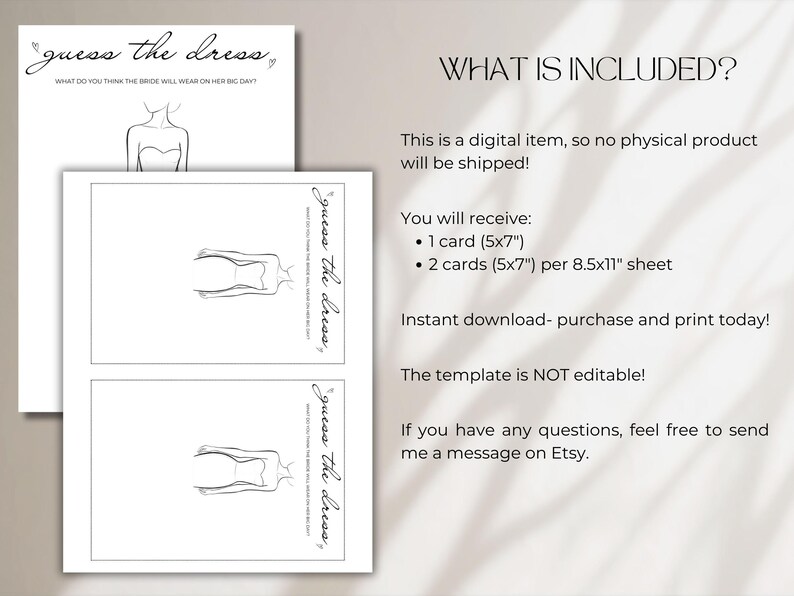 Guess the Dress Bridal Shower Game- Printable Sketch the Dress ...
