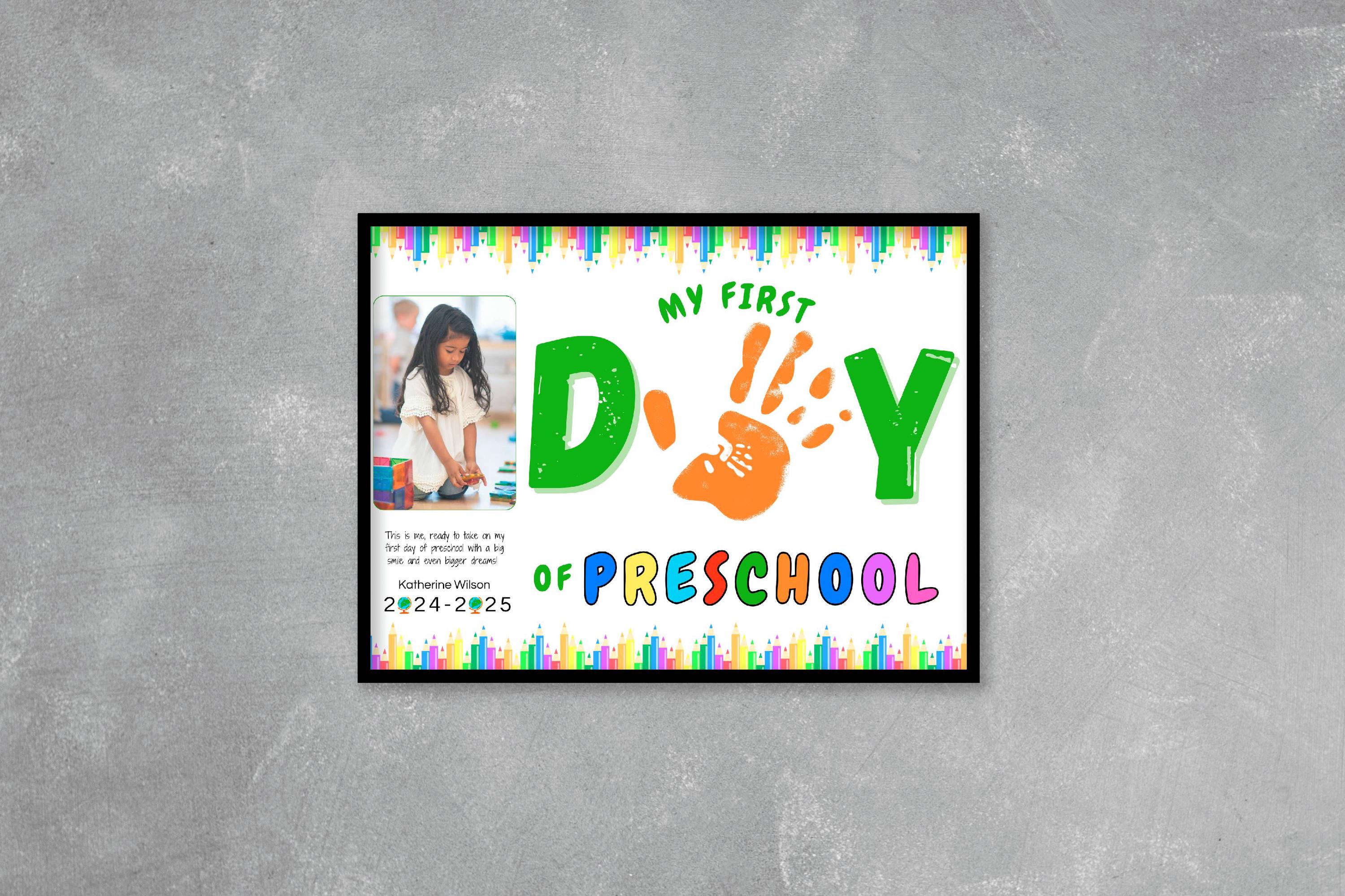 Editable First Day of Preschool Handprint With Photo- Printable Back to ...