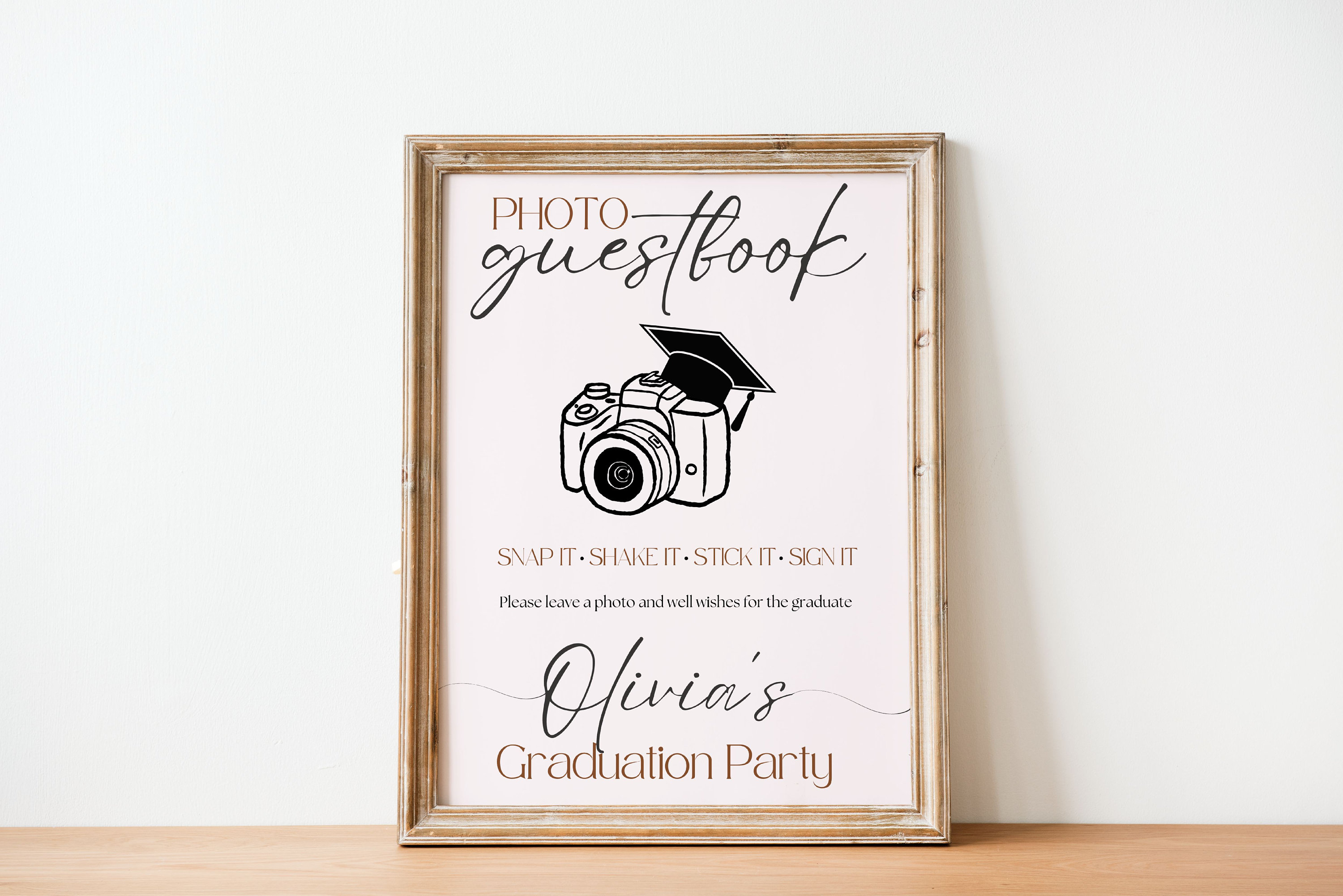 Graduation Photo Guest Book Sign Template- Printable Polaroid Guestbook ...