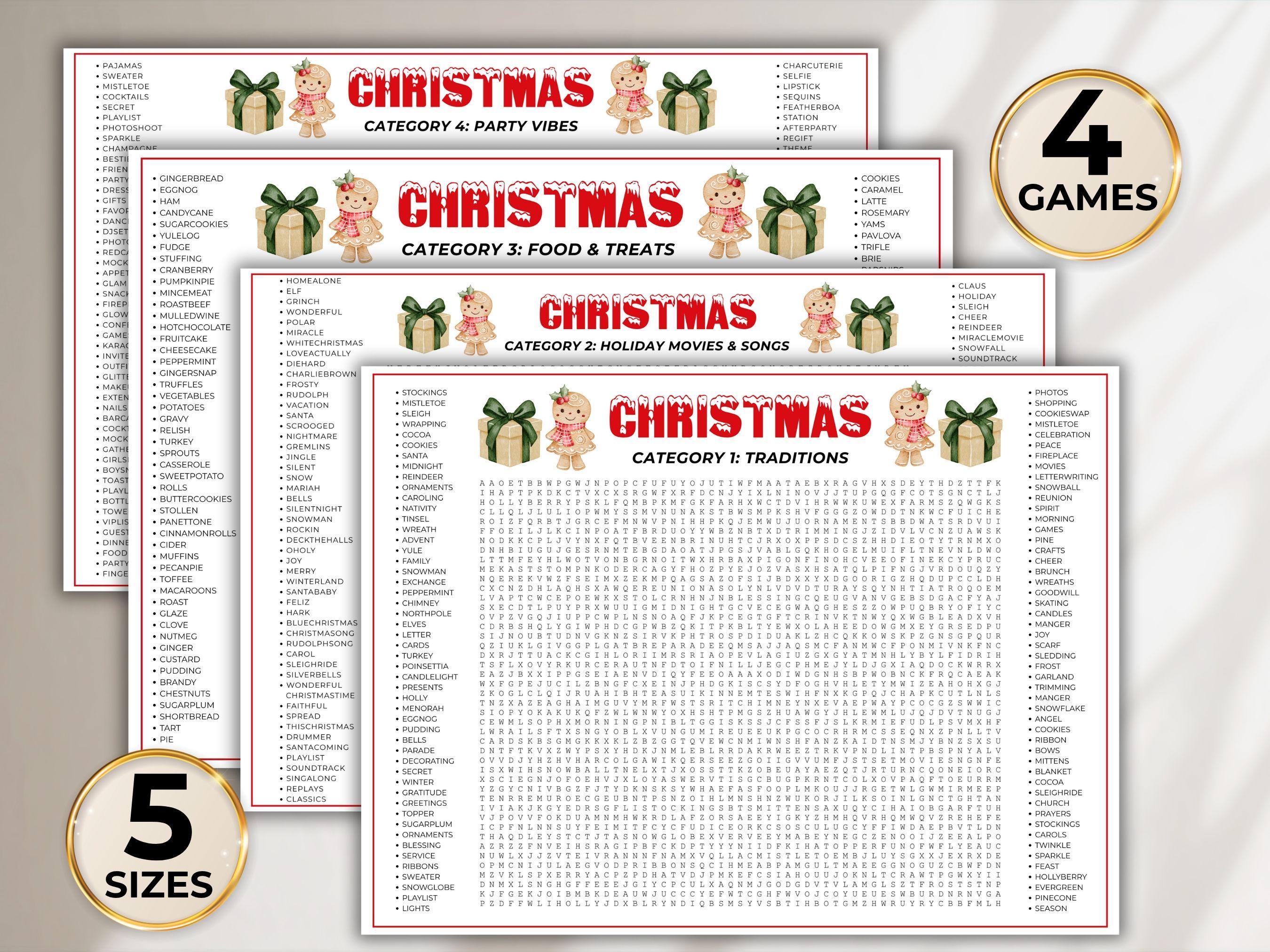 Christmas Word Search Poster: Giant XXL Xmas Holiday Game, Jumbo Kids ...