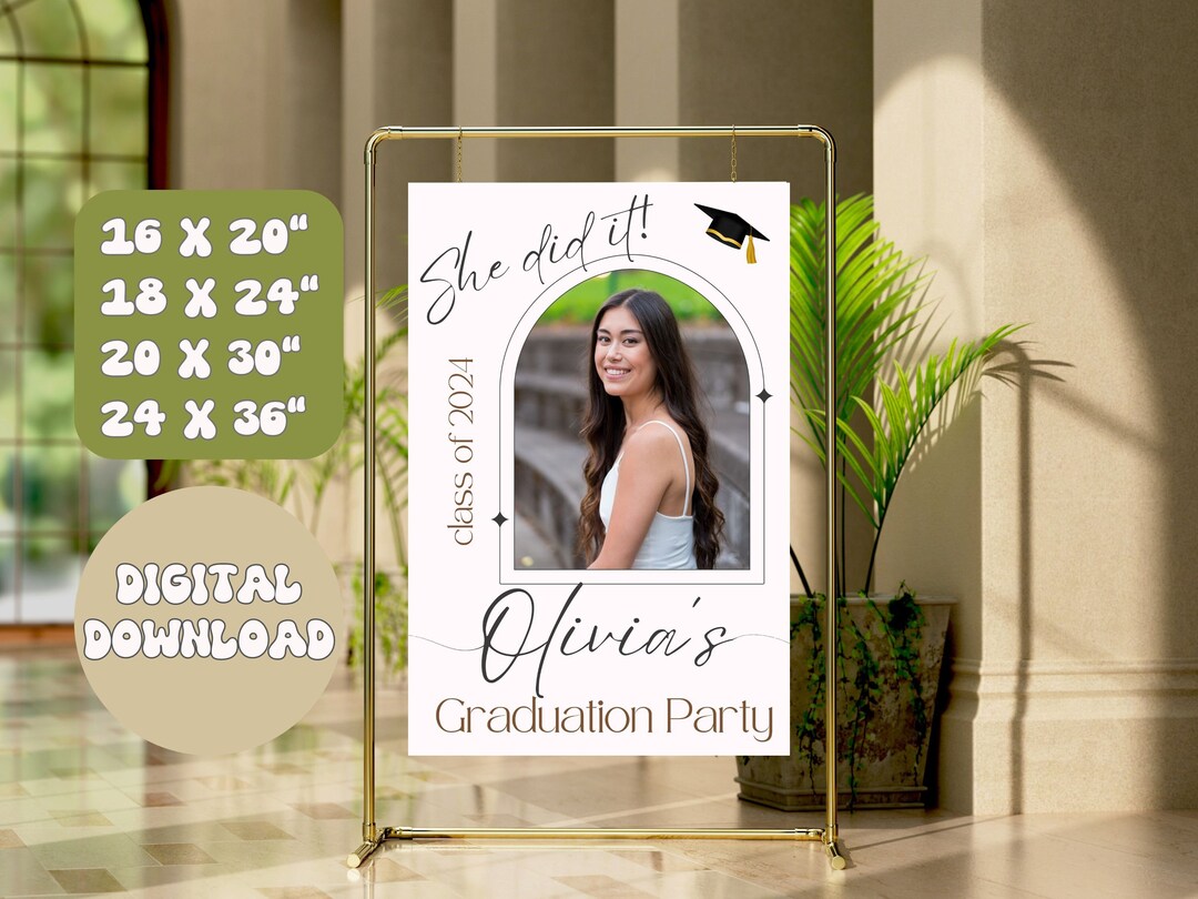 Graduation Party Welcome Sign Photo- Editable Canva Template, Custom ...