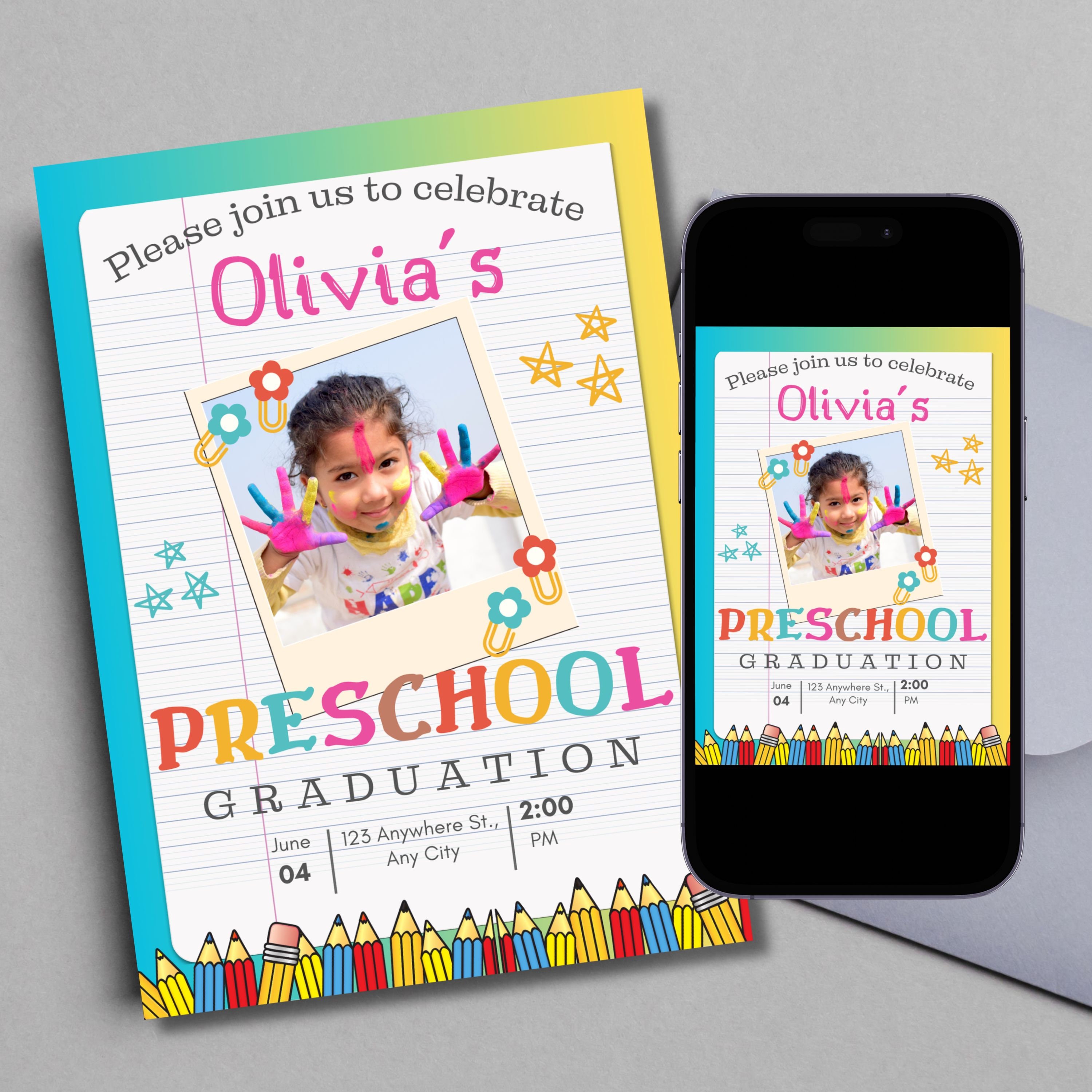 Editable Preschool Graduation Invitation With Photo Printable Prek ...