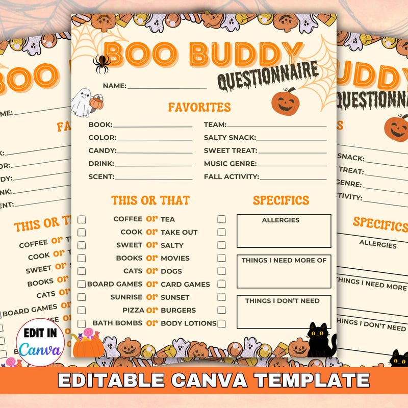 Boo Buddies Questionnaire - Etsy