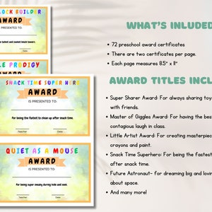 Printable Preschool Awards Certificates- Editable Pre-k School ...