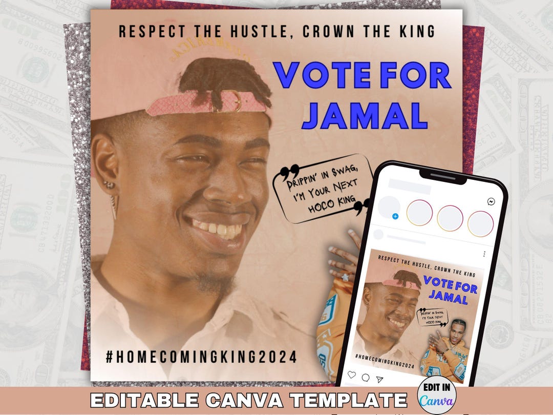 Homecoming Flyer Boy Canva Template- Vote HOCO King, Voting Prom ...