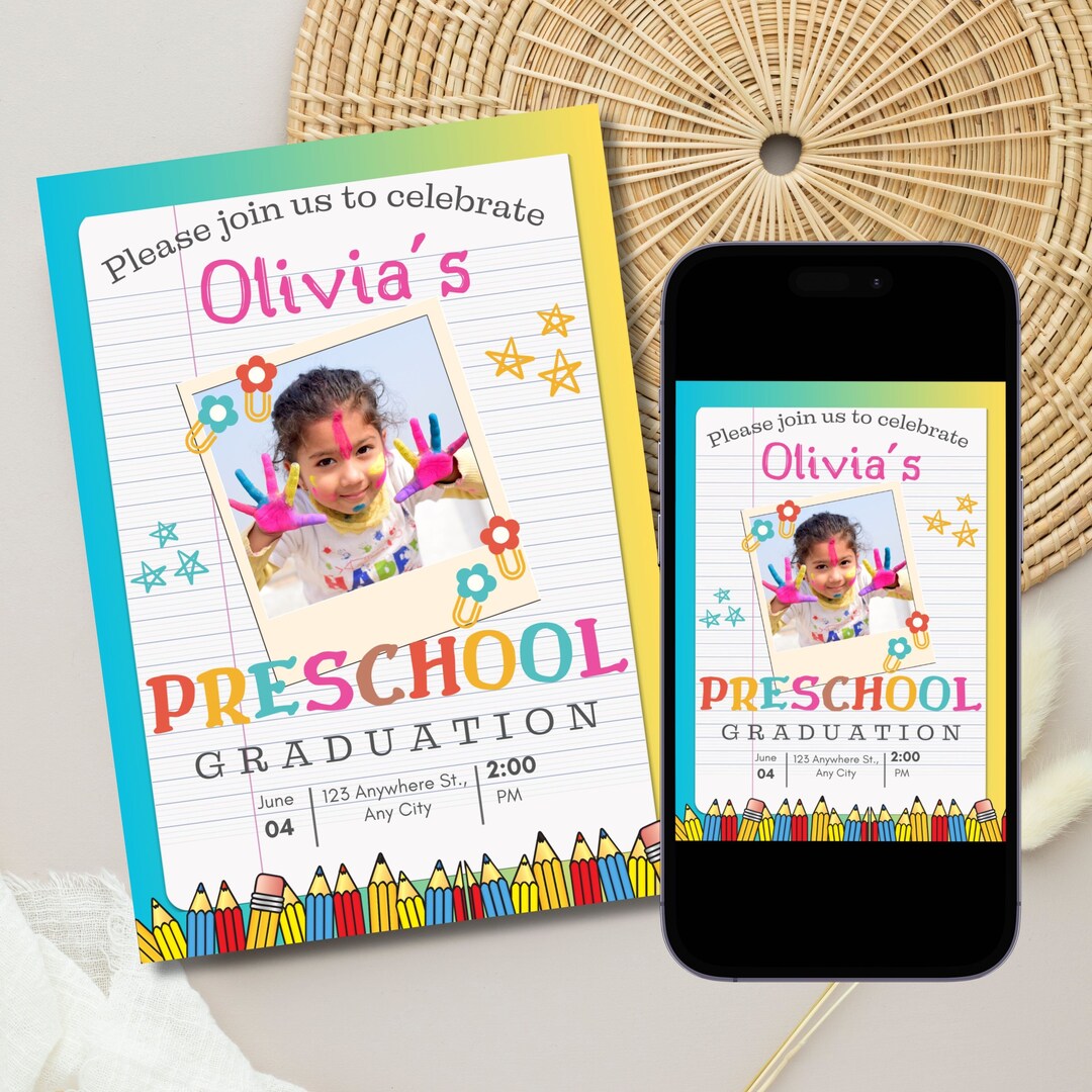 Editable Preschool Graduation Invitation With Photo- Printable Prek ...