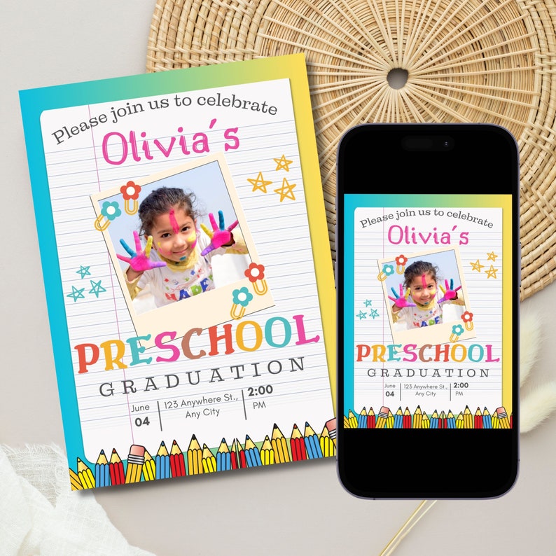 Editable Preschool Graduation Invitation With Photo Printable Prek ...