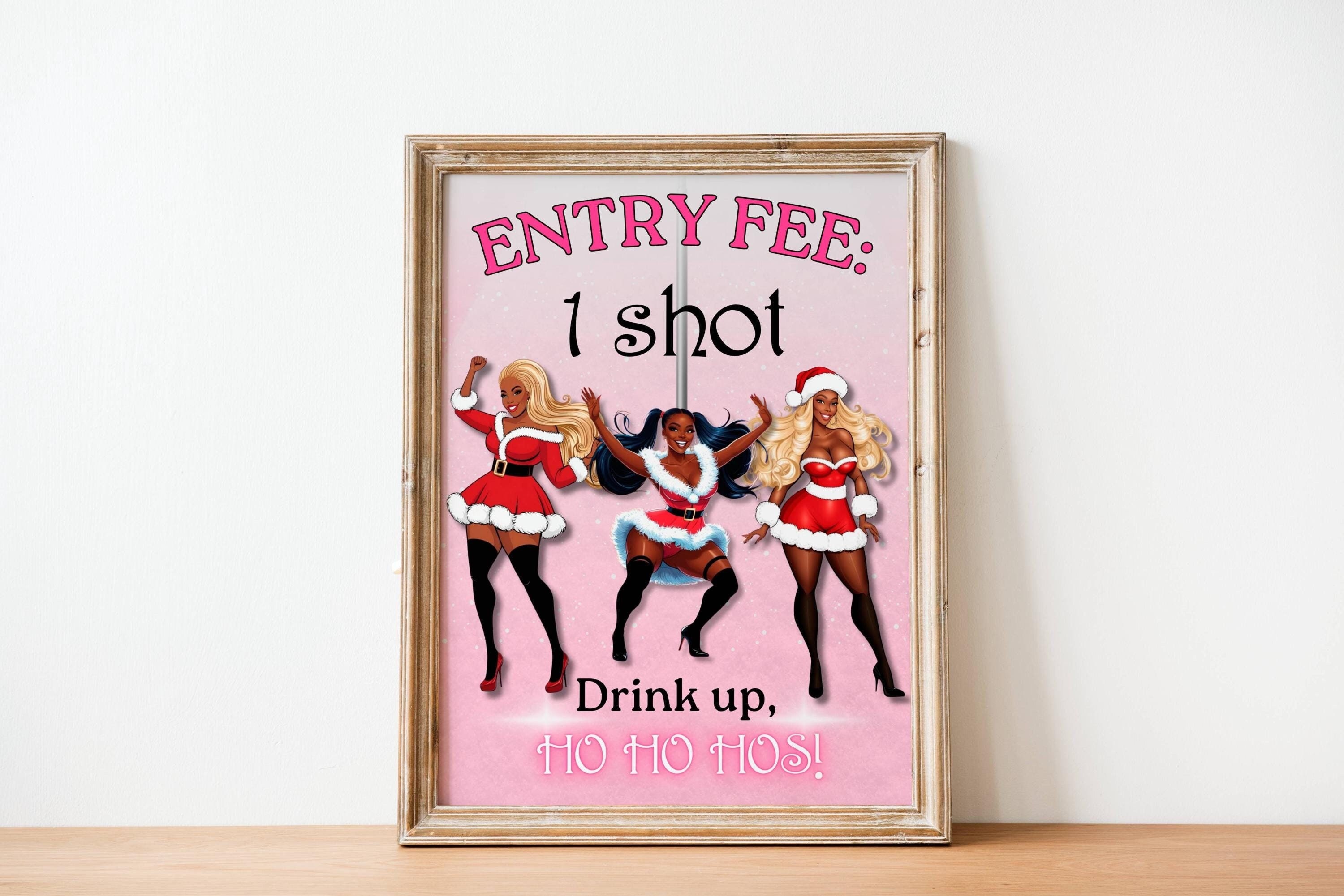Entry Fee One Shot Christmas Party Sign- Printable Funny Friendsmas ...