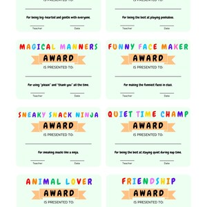 Printable Preschool Awards Certificates Editable Funny Classroom ...
