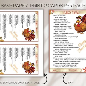 Turkey Trivia Game- Thanksgiving Printable Dinner Table Game, Fall ...