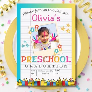 Editable Preschool Graduation Invitation With Photo- Printable Prek ...