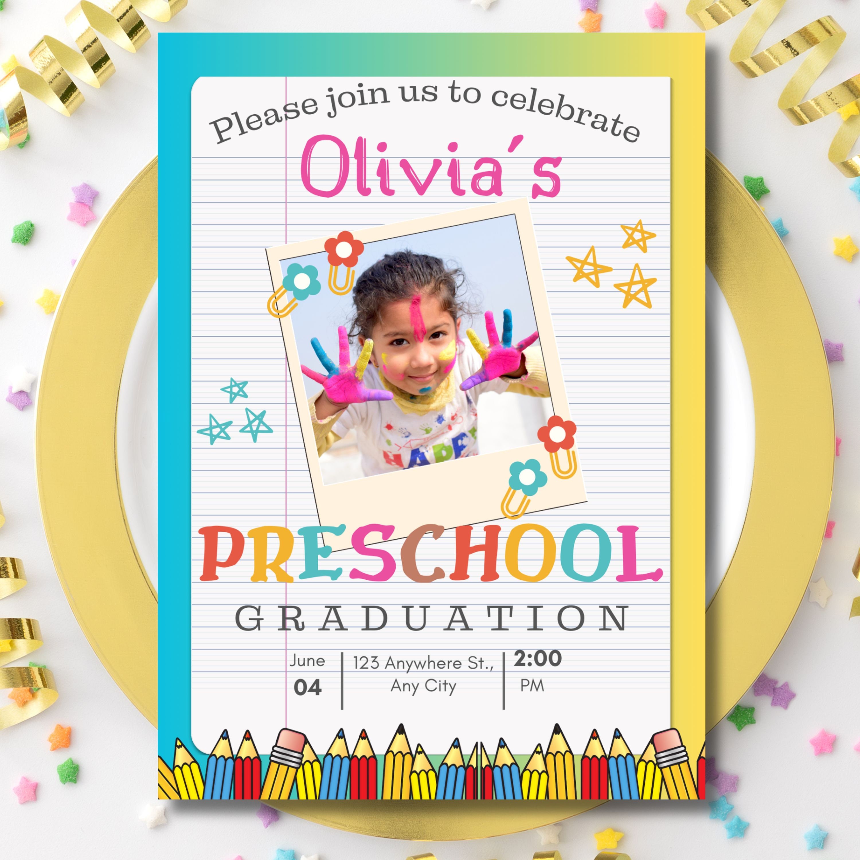 Editable Preschool Graduation Invitation With Photo Printable Prek ...