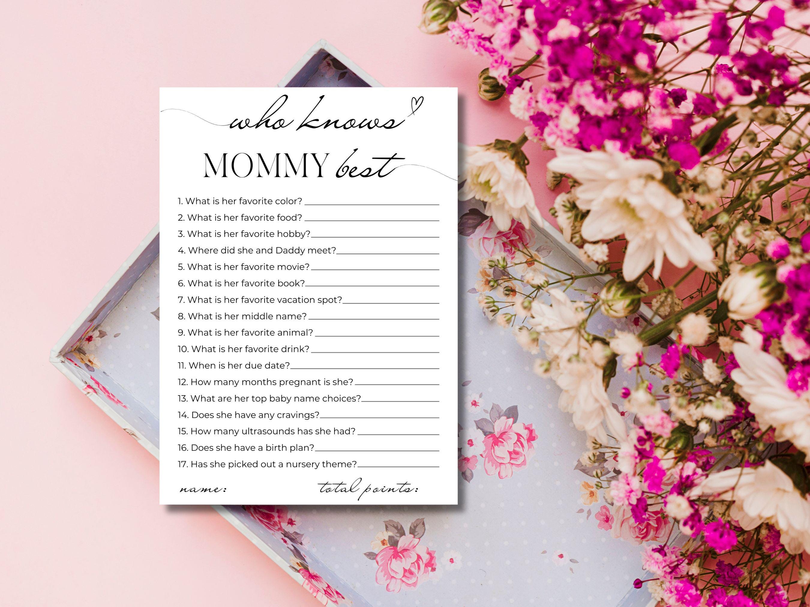 Who Knows Mommy Best Baby Shower Game Template Editable How Well Do You ...