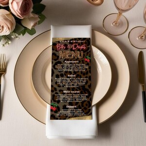 Cheetah Print Menu Template- Editable Leopard Cherry Birthday Food ...