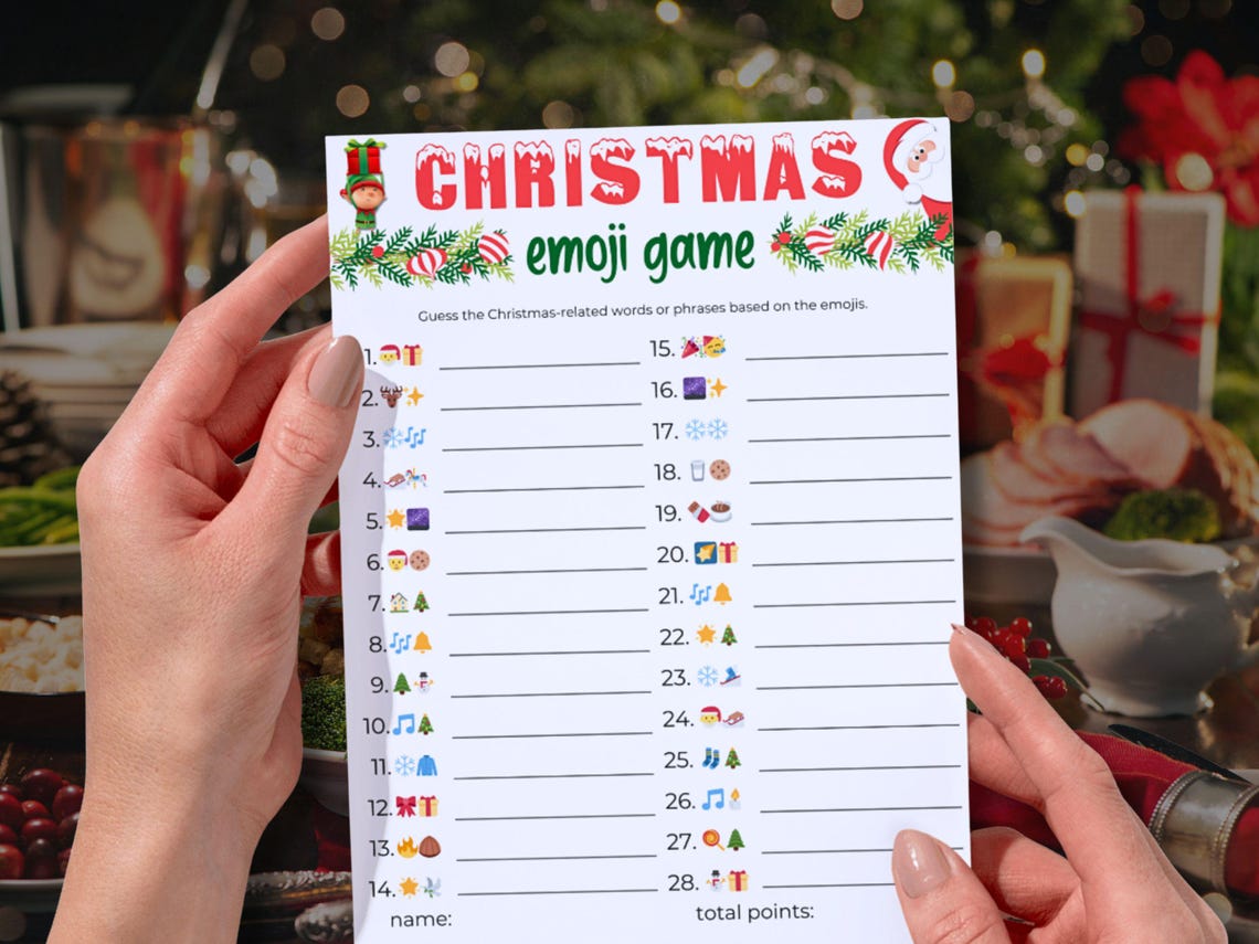 Christmas Emoji Pictionary Game- Printable Fun Xmas Emoji Guessing ...