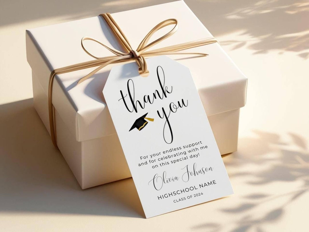 Graduation Thank You Tag Template- Printable Minimalist Grad Party ...