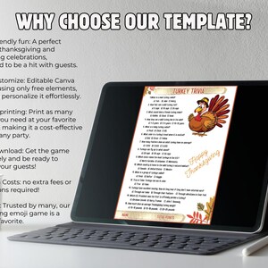 Turkey Trivia Game- Thanksgiving Printable Dinner Table Game, Fall ...