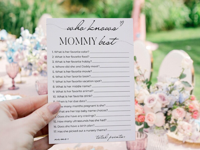 Who Knows Mommy Best Baby Shower Game Template Editable How Well Do You ...