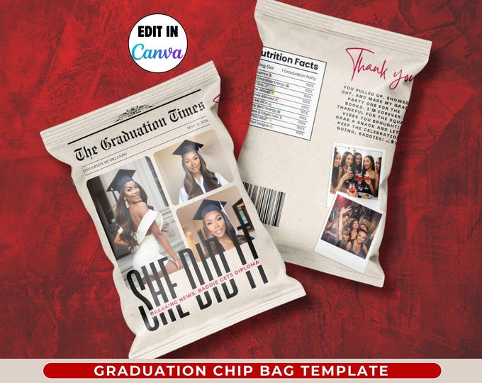 Personalized Graduation Theme Chip Bag *digital File* A Unique Addition ...