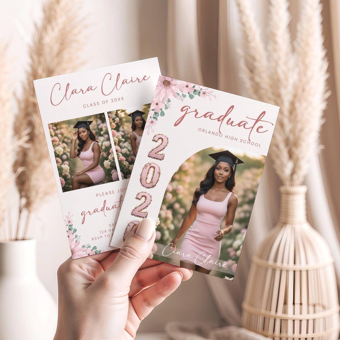Floral Graduation Invitation With Photo- Printable Wildflower Graduate ...