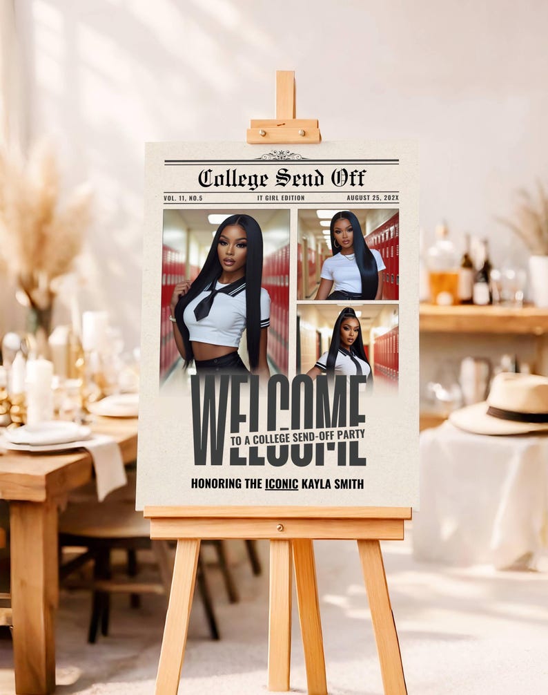 Newspaper Send off Party Welcome Sign With Photo- Editable Trunk Party ...