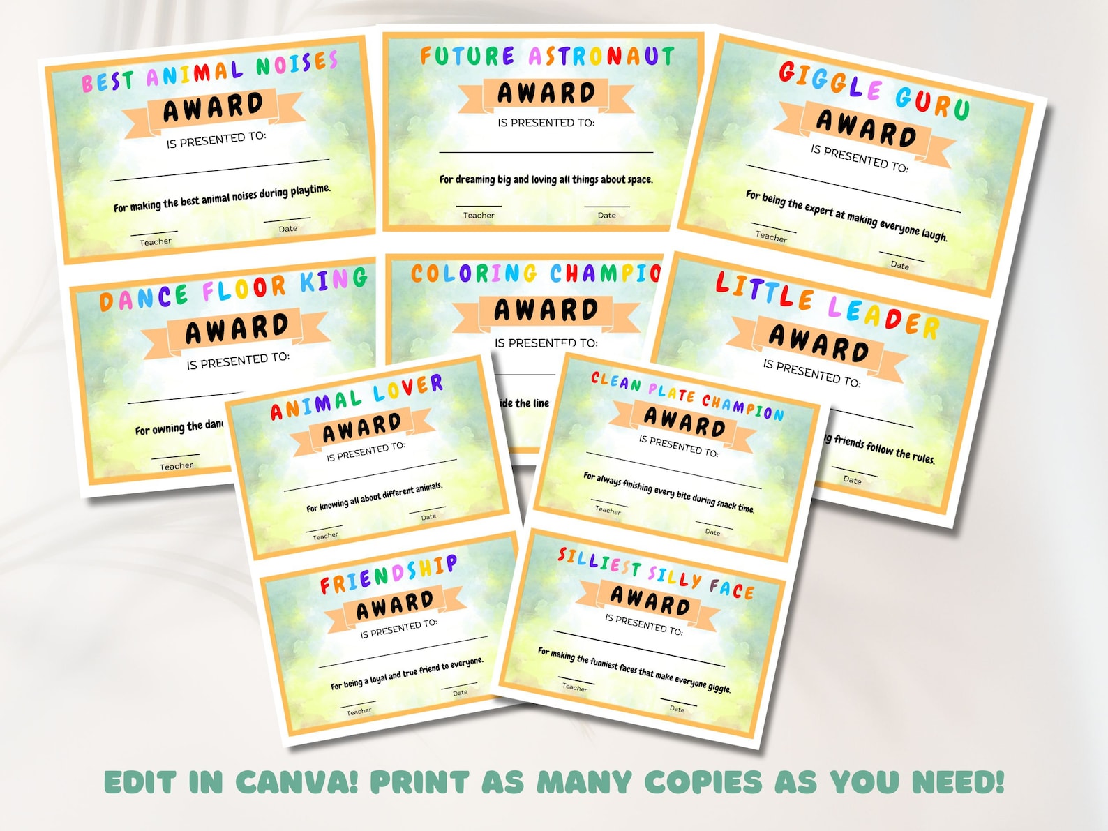Printable Preschool Awards Certificates- Editable Pre-k School ...