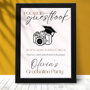 Graduation Photo Guest Book Sign Template- Printable Polaroid Guestbook ...