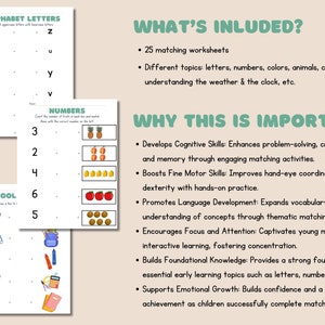 Printable Matching Worksheets- Kindergarten Preschool Activity, Pre-k ...