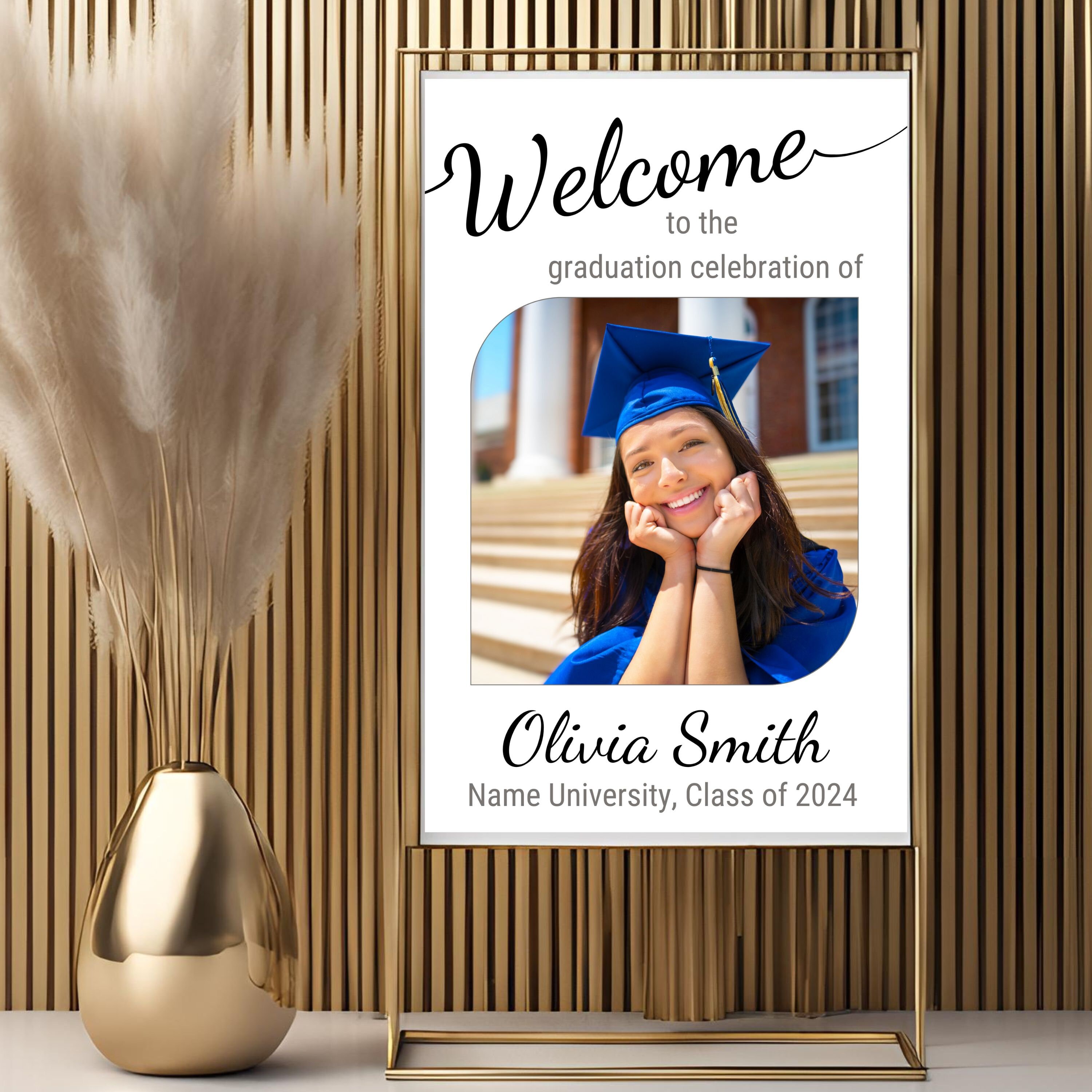 Graduation Party Welcome Sign Photo Editable Digital Canva Template ...
