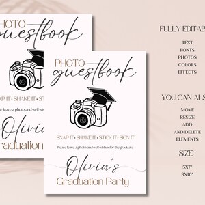 Graduation Photo Guest Book Sign Template- Printable Polaroid Guestbook ...