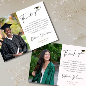 Graduation Thank You Card With Photo- Editable Minimalist Graduate ...