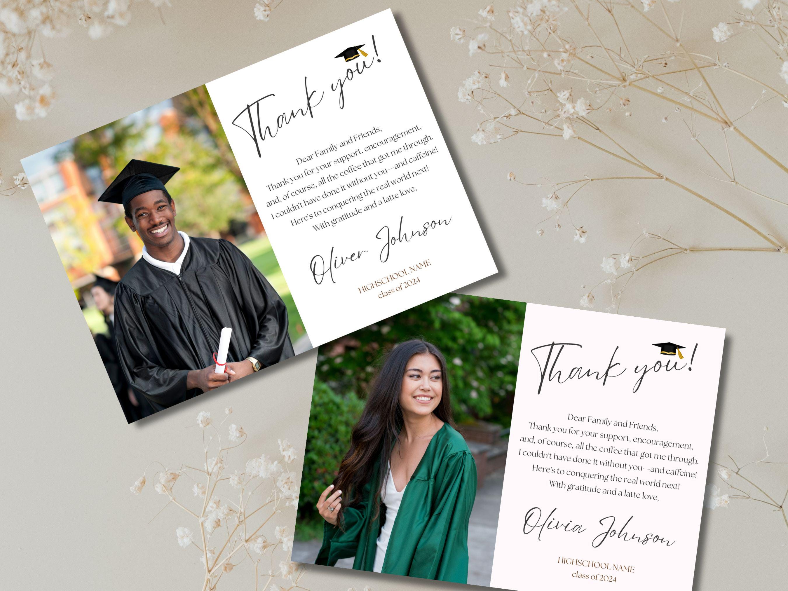 Graduation Thank You Card With Photo Editable Minimalist Graduate ...