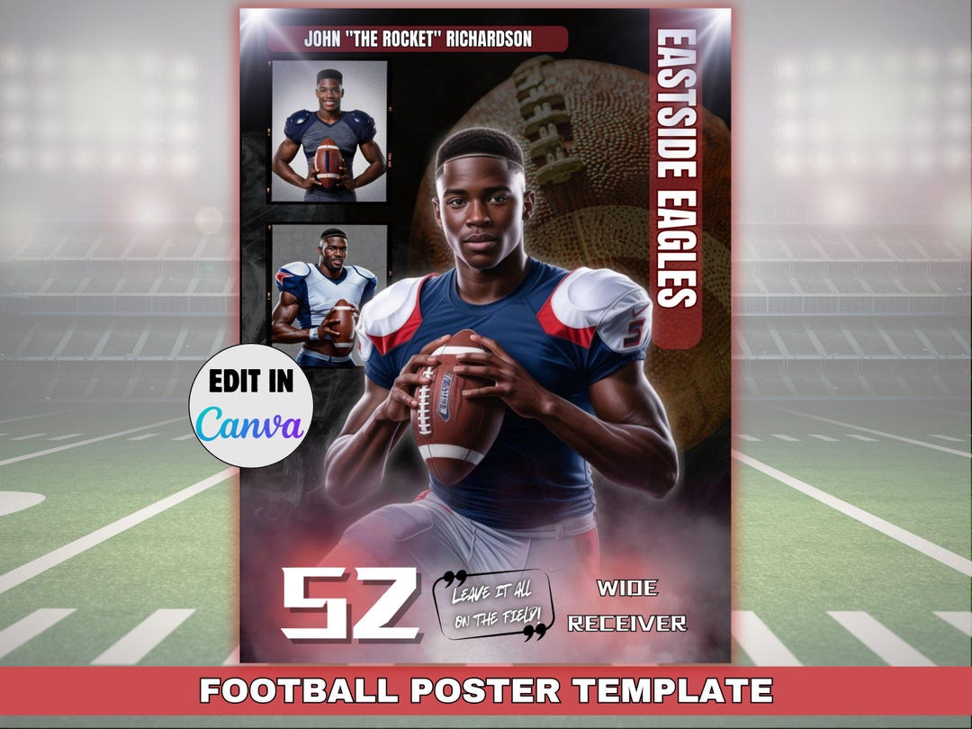 Football Poster Canva Template Editable Senior Night Memory Mate ...