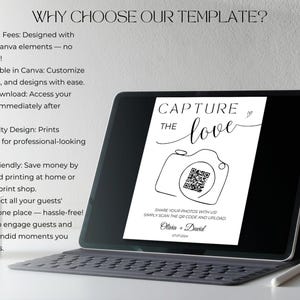 Capture the Love QR Code Sign Template- Editable Wedding Photo Capture ...