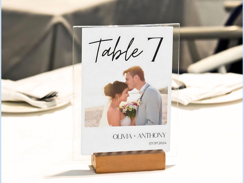Wedding Table Number With Photo Printable Reception Table Number Sign ...