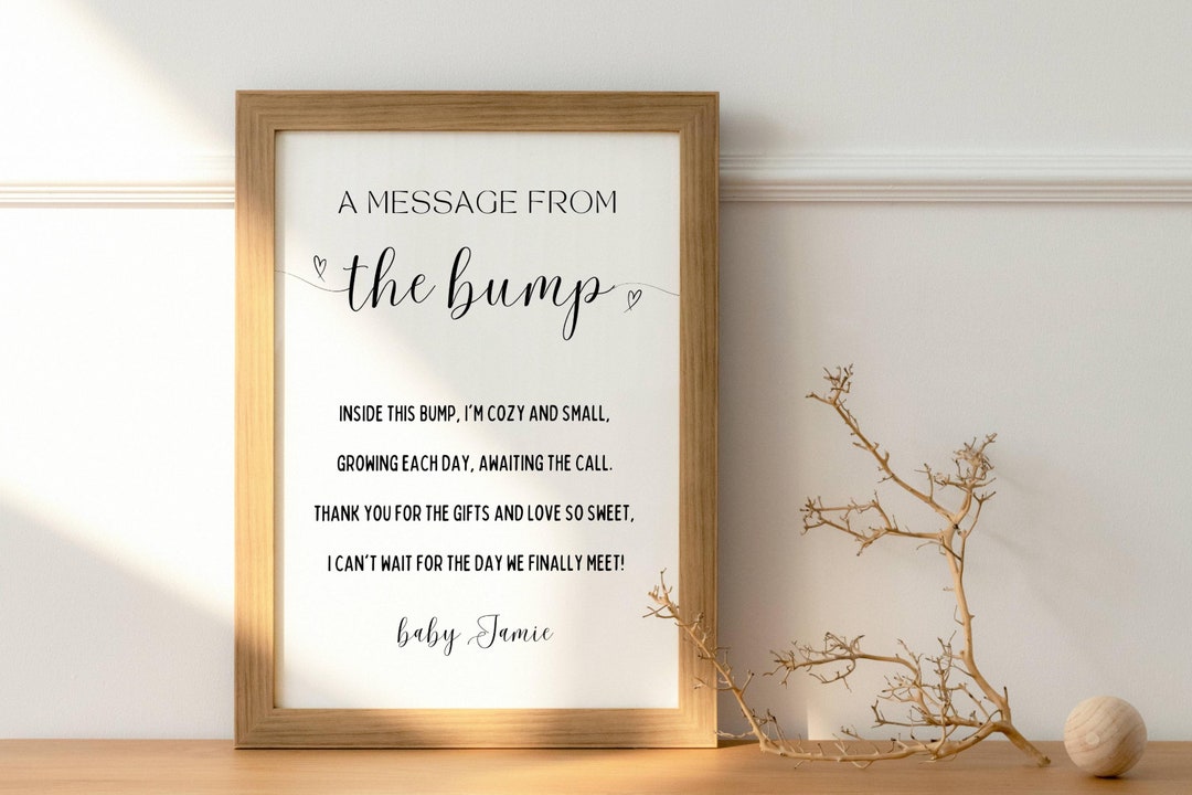 Message From the Bump Sign- Printable Minimalist Baby Shower Canva ...