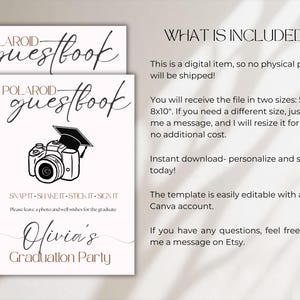 Graduation Photo Guest Book Sign Template- Printable Polaroid Guestbook ...