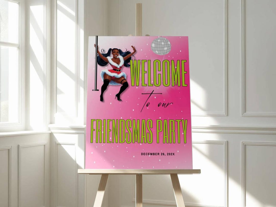 Friendsmas Party Welcome Sign- Funny Christmas Welcome Board, Adult Ho ...