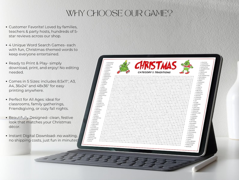 Giant Christmas Word Search Poster: XXL Xmas Holiday Game, Jumbo Kids ...