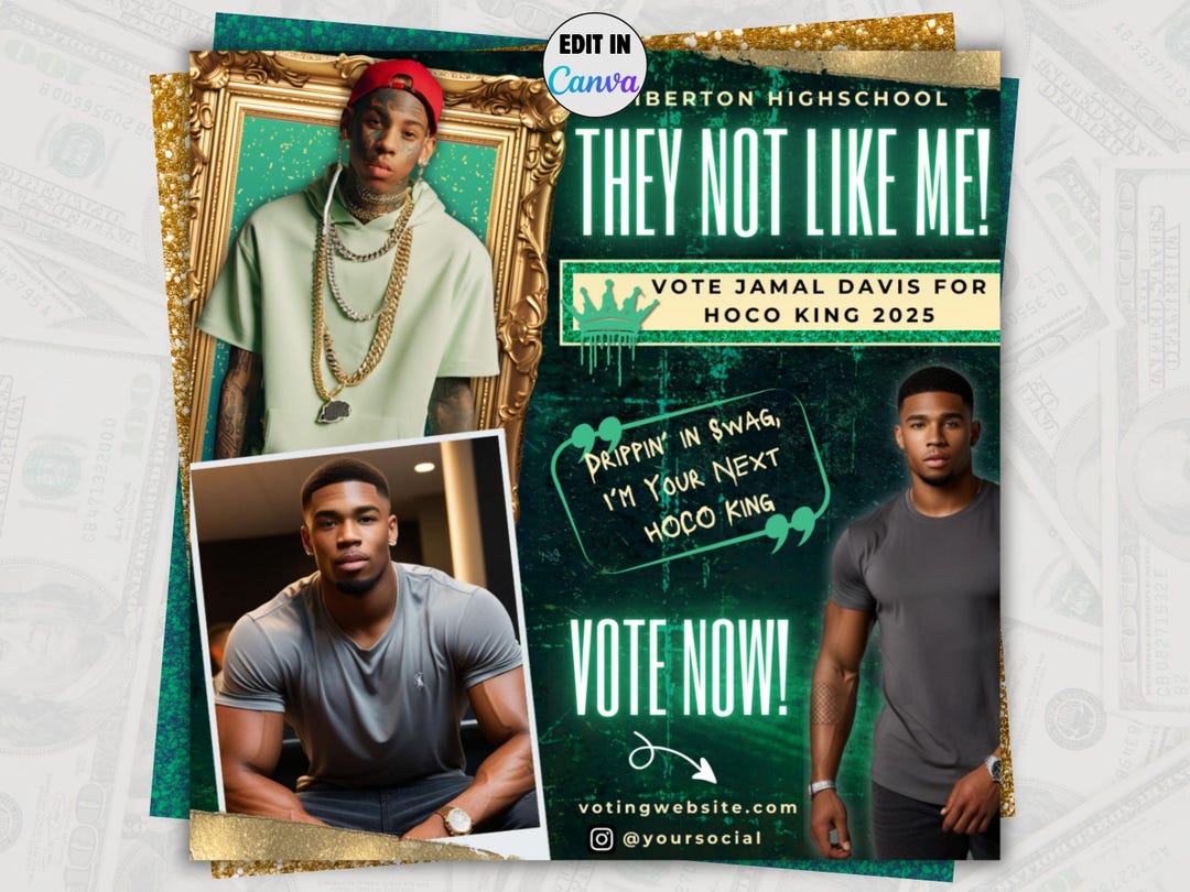 Homecoming Flyer Boy Canva Template- Vote HOCO King, Voting Prom ...