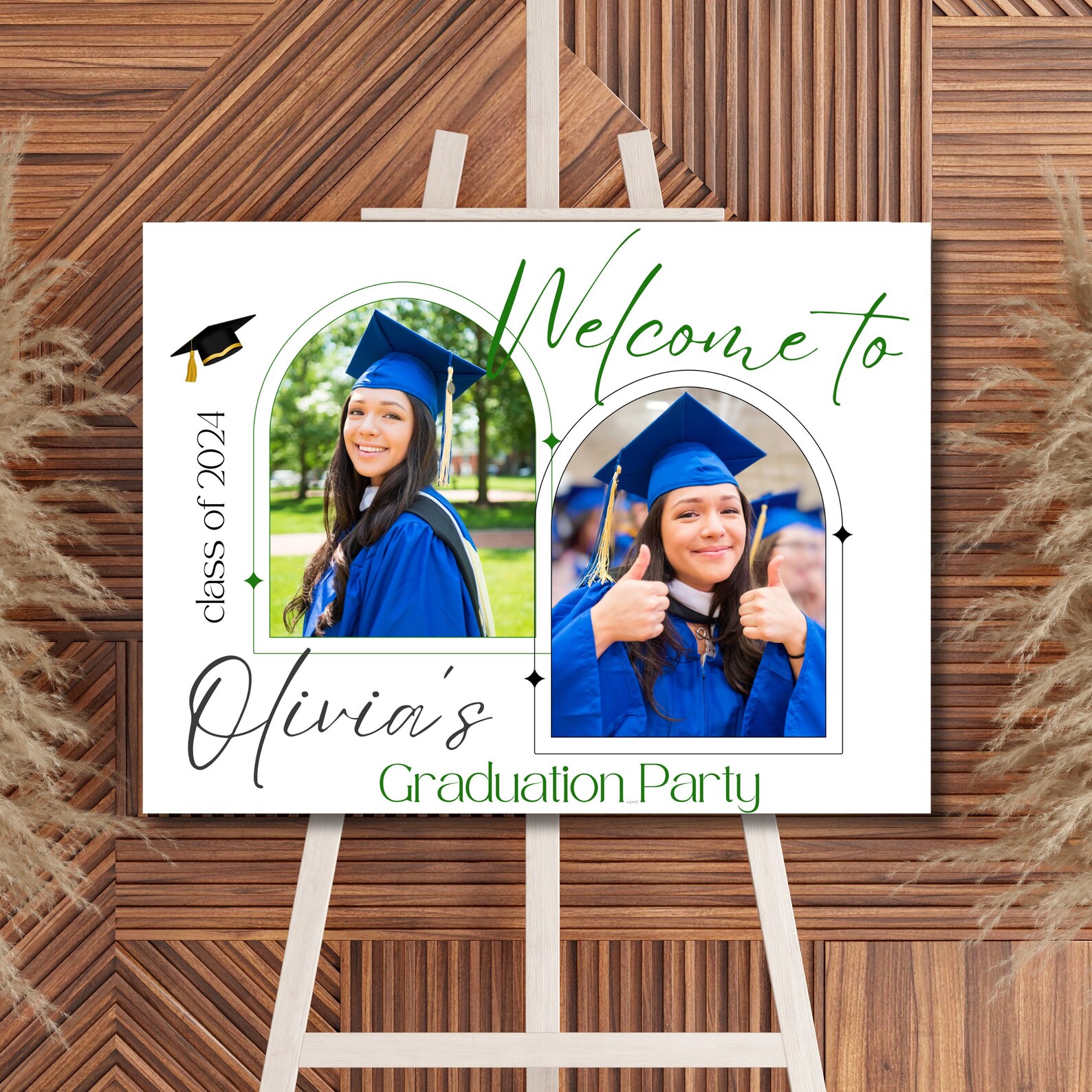 Graduation Party Welcome Sign With 2 Photos Custom Editable Canva ...
