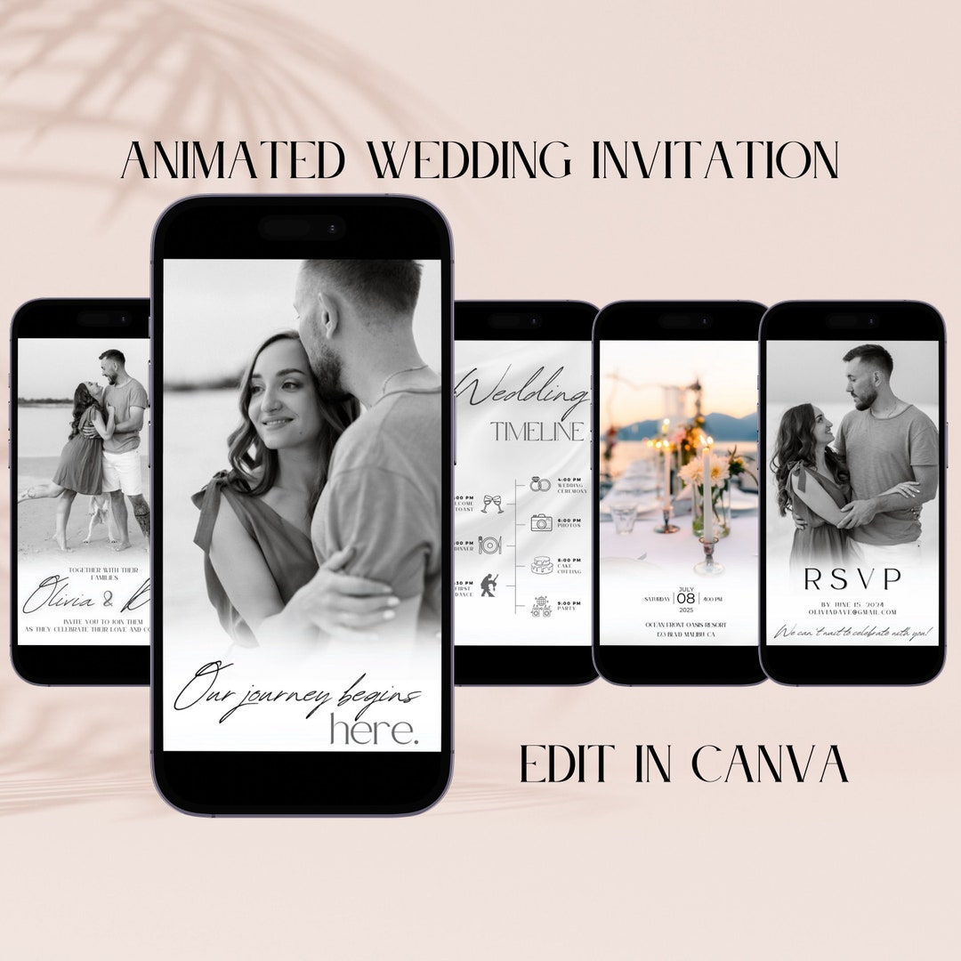 Wedding Video Invitation Canva Template Editable Electronic Animated ...