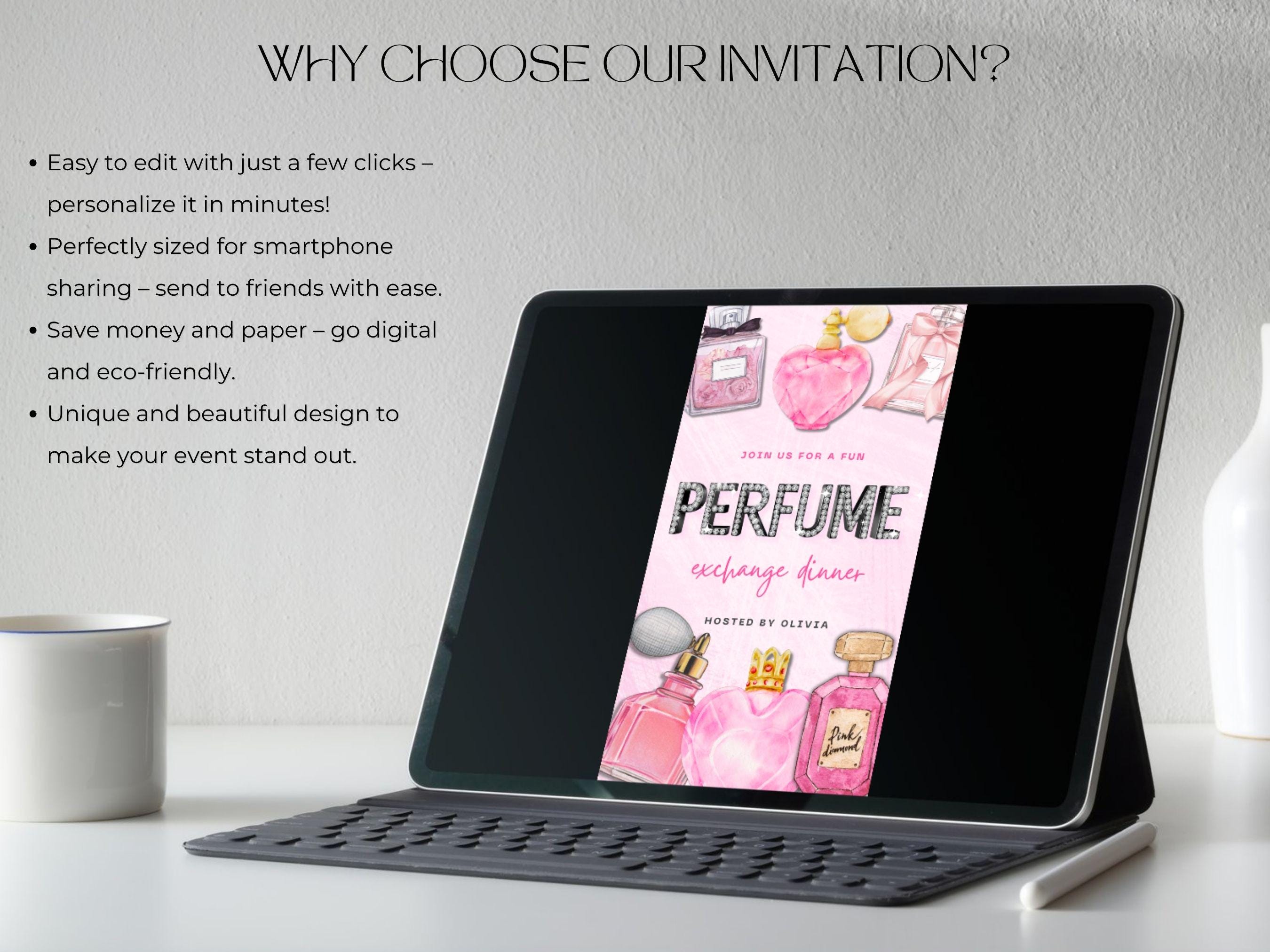 Perfume Exchange Invitation Canva Template- Digital Animated Pink ...