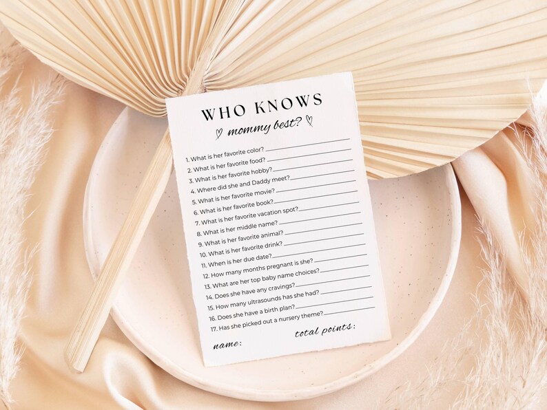 Plantilla del mejor juego para baby shower "Quién conoce a mamá ...