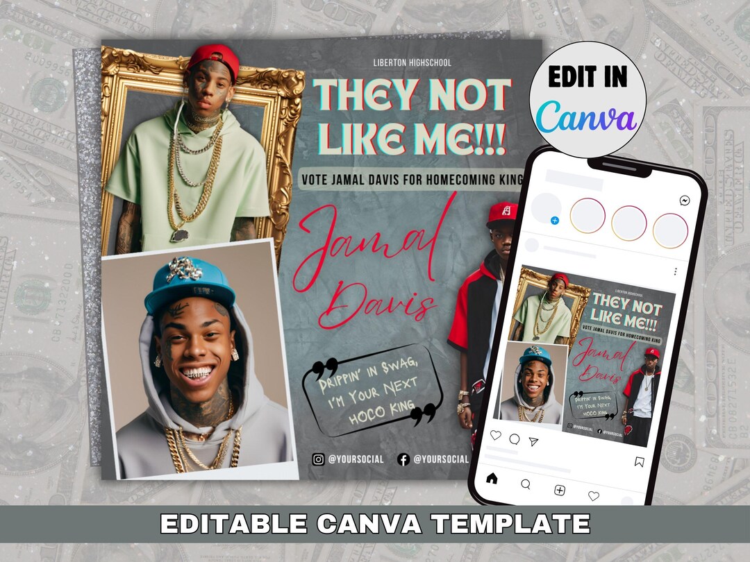 Homecoming Flyer Boy Canva Template- Vote HOCO King, Voting Prom Election Campaign, Editable ...