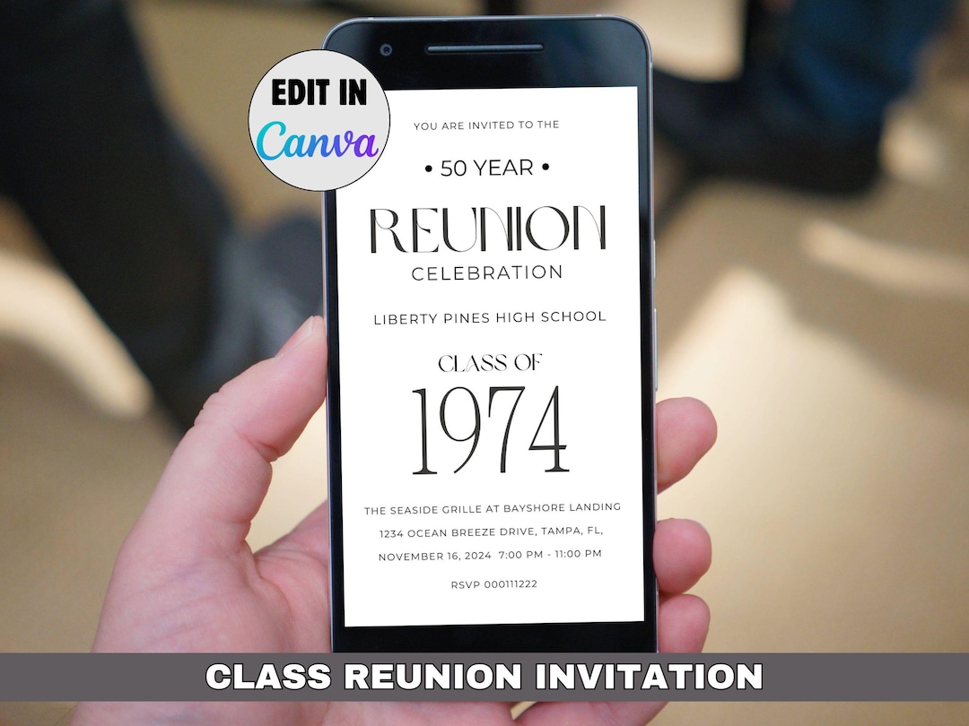 Class Reunion Invitation- Any Year 50th High School Digital Invite ...